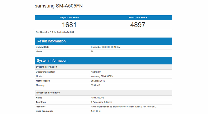 ผลทดสอบ Geekbench เผยสเปค Samsung Galaxy A50 มาพร้อมชิปรุ่นใหม่ Exynos 9610 | techfeedthai