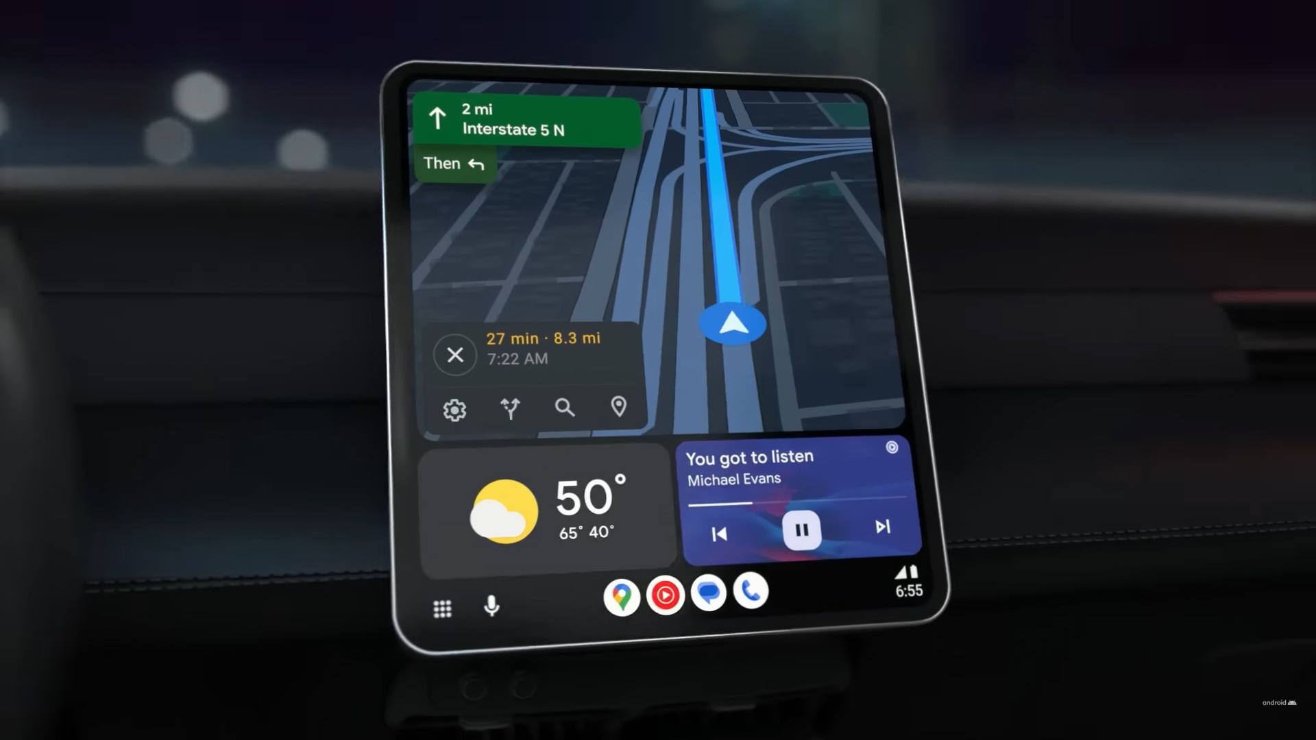 Android Auto โฉมใหม่เริ่มทยอยอัปเดตแล้ว ปรับ UI โชว์แผนที่ + ควบคุมเพลงในหน้าเดียว | DroidSans